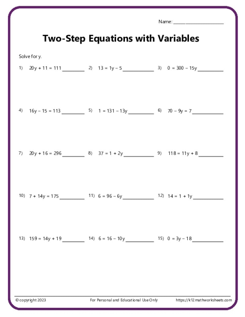 Algebra 1 Worksheets - Mom Printable