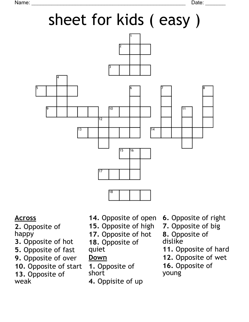 Free Easy Crosswords Printable - Mom Printable
